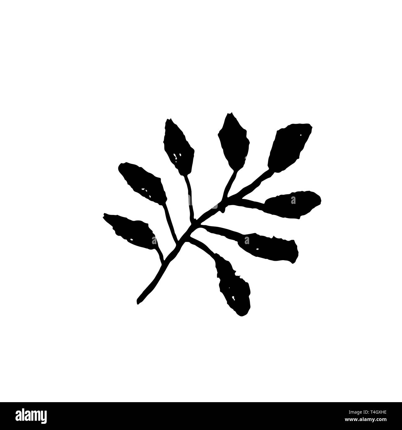 Leaf icon. Grunge vector dry brush illustration Stock Vector Image ...