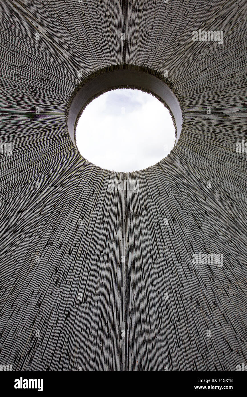 A slate sculpture in the Tremenheere Sculpture Gardens, Gulval, near ...