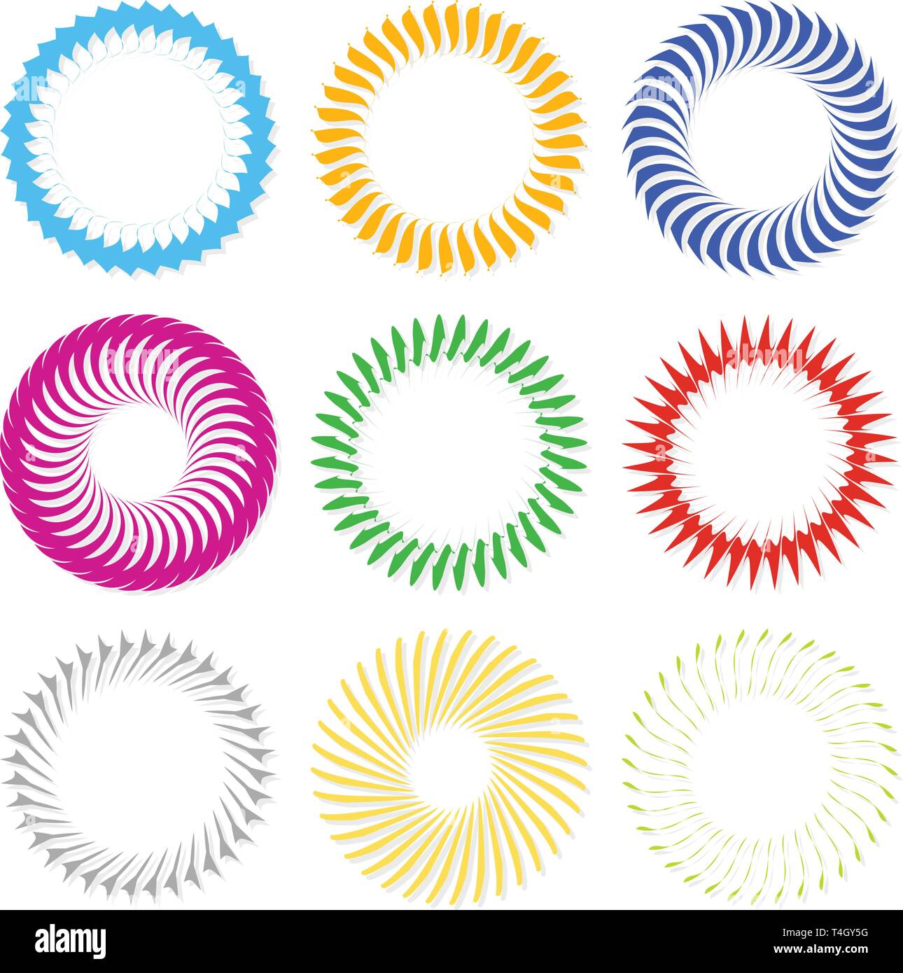 Circular motifs, concentric mandalas. Set of 9 elements Stock Vector ...