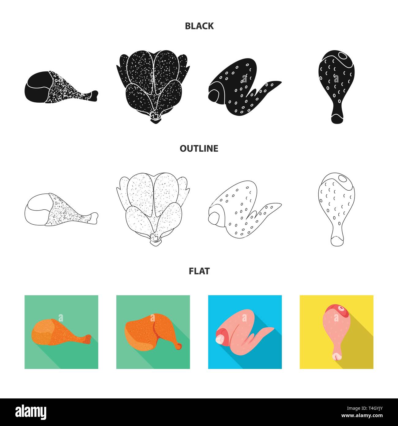 Vector design of product and poultry symbol. Collection of product and ...