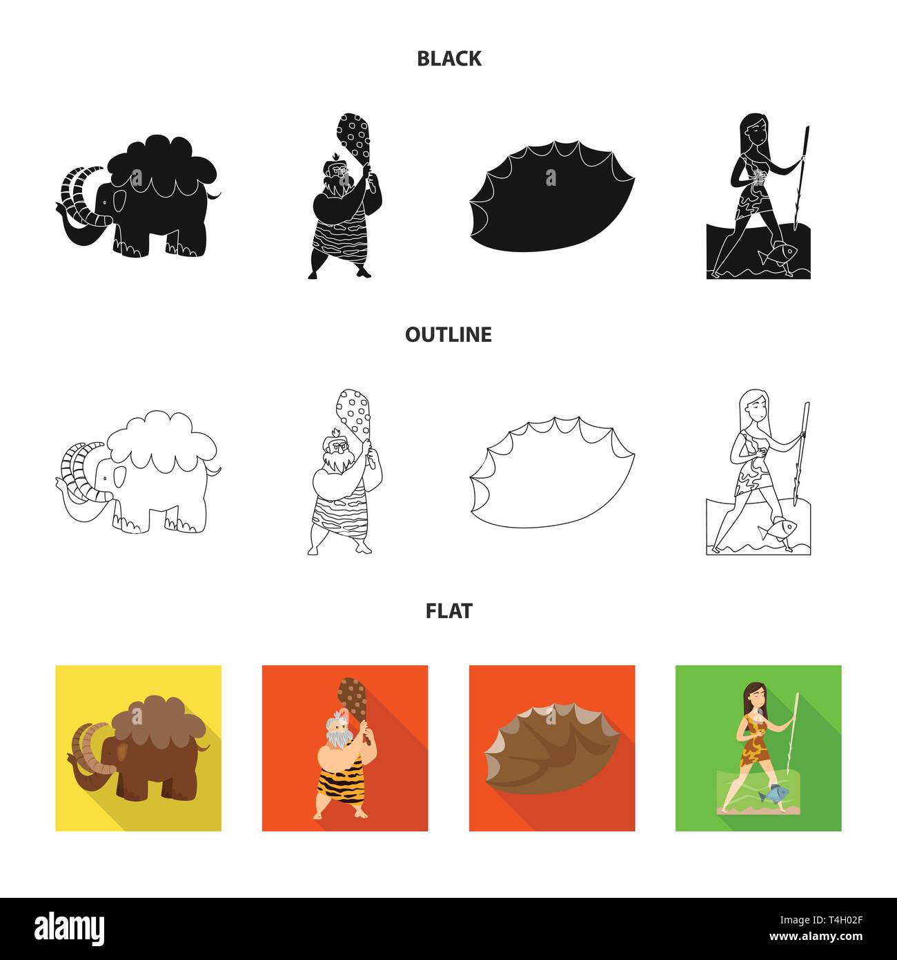 Vector illustration of evolution and prehistory symbol. Set of ...