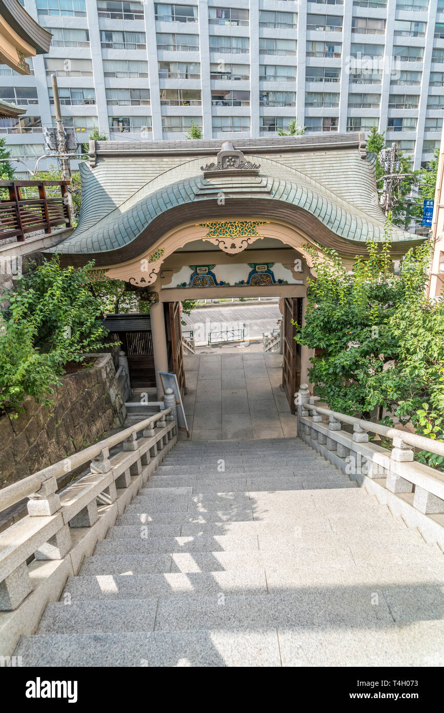 Tokyo - August 13, 2017 : Fufu-zaka (Spouse Hill) gate of Yushima ...