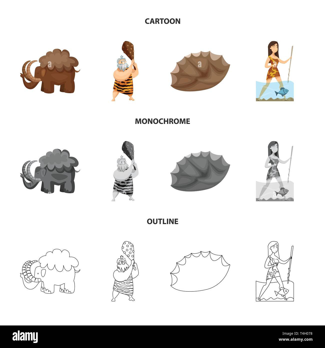 Vector illustration of evolution and prehistory symbol. Collection of ...