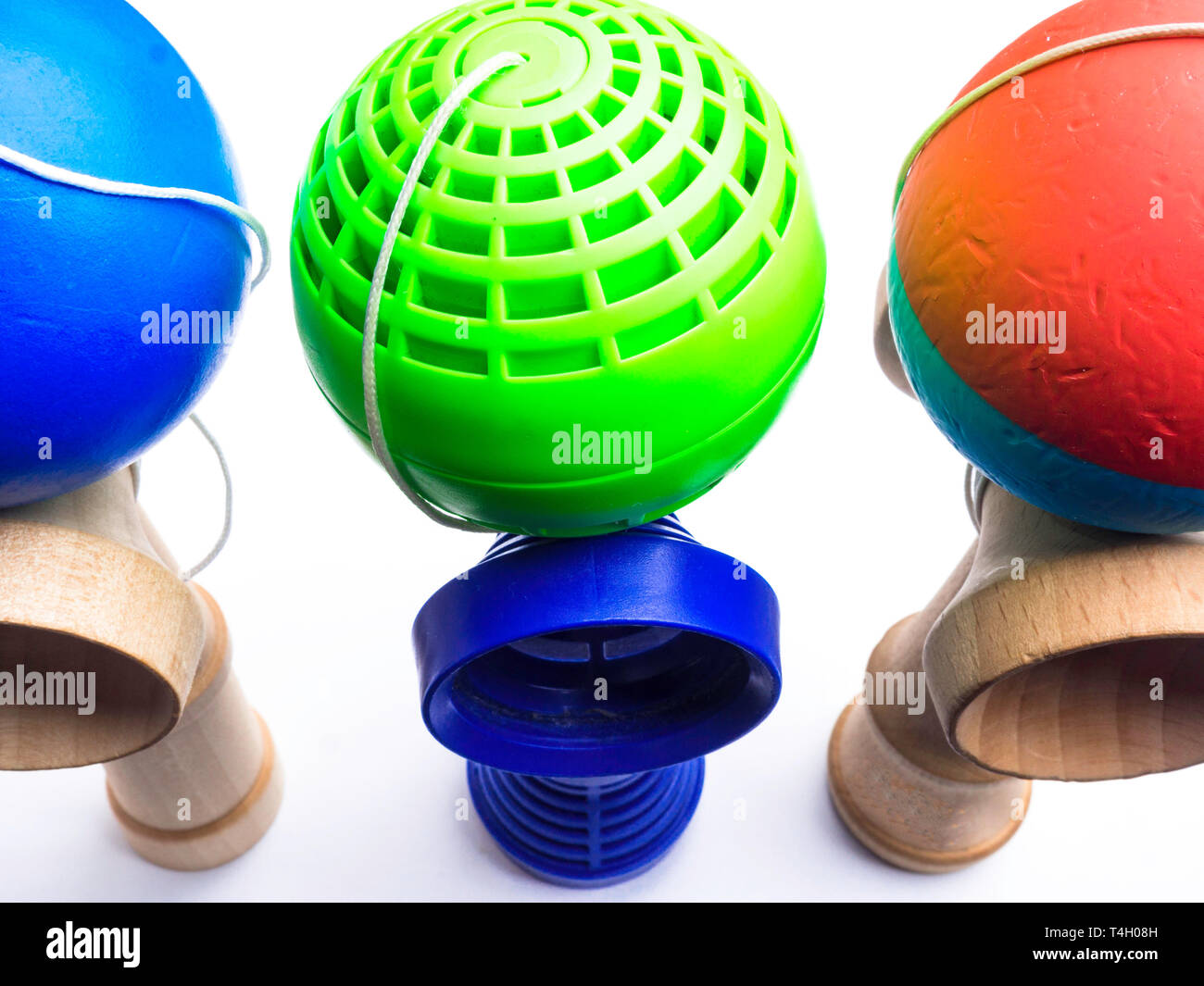 Traditional Japanese toy Kendama on white background, close up Japan ...