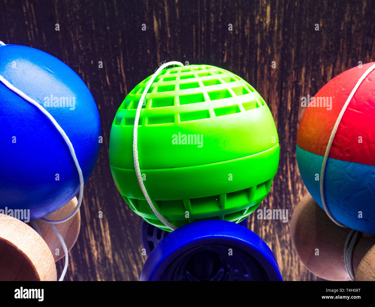 Classic Japanese game kendama on vintage background. colorful playing ...