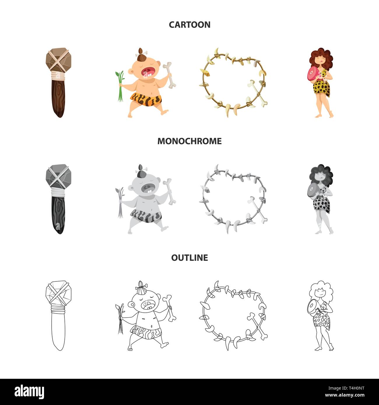 Vector illustration of evolution and prehistory symbol. Set of ...