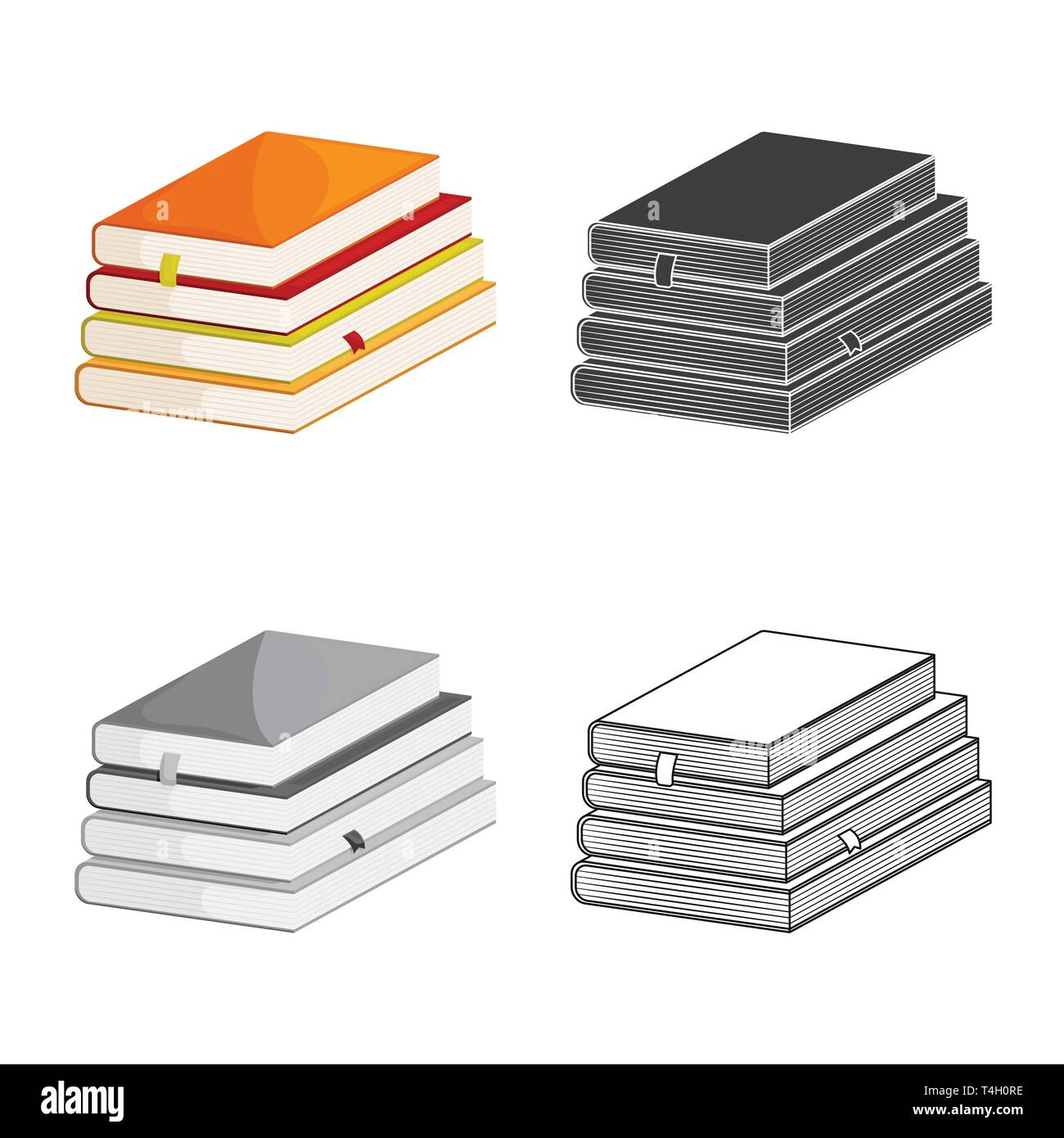 Vector illustration of book and stack symbol. Collection of book and ...
