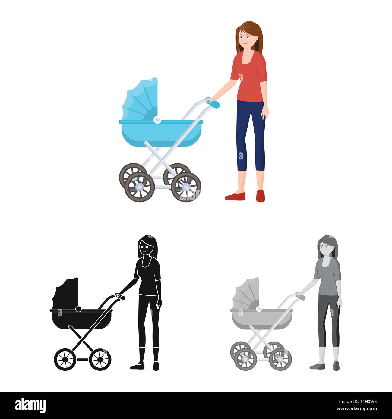 Vector design of mother and pram icon. Set of mother and mom stock ...