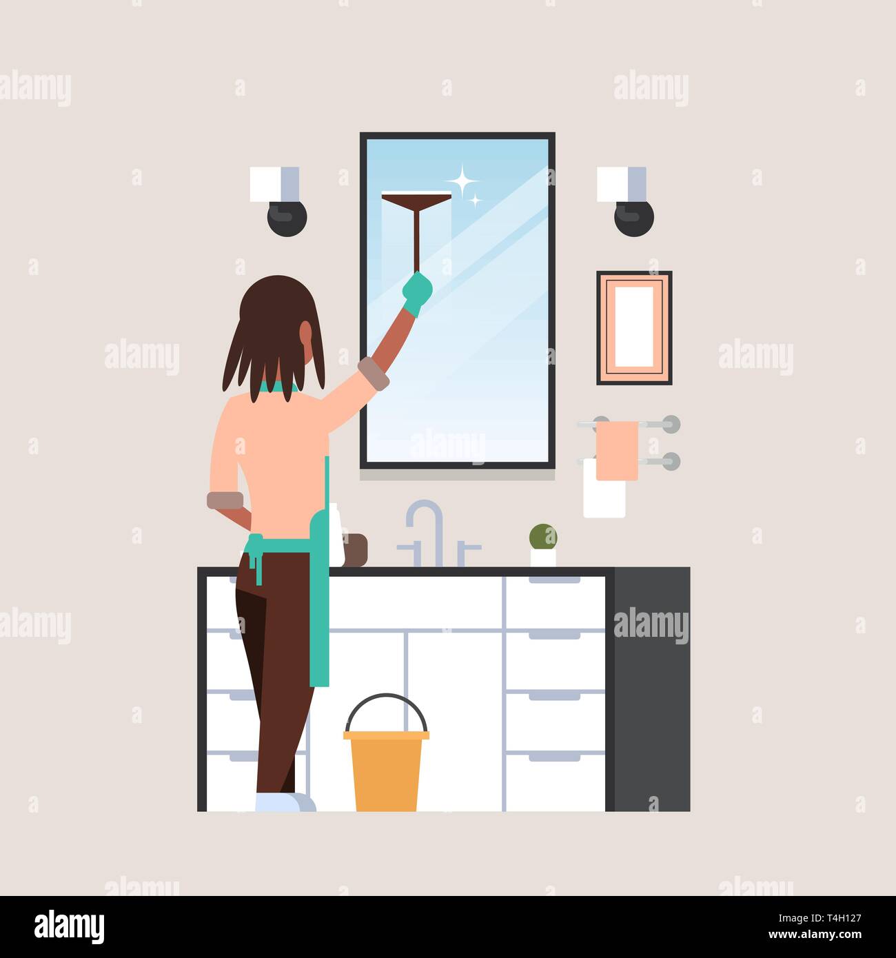 Cleaning Bathroom Mirror Clipart