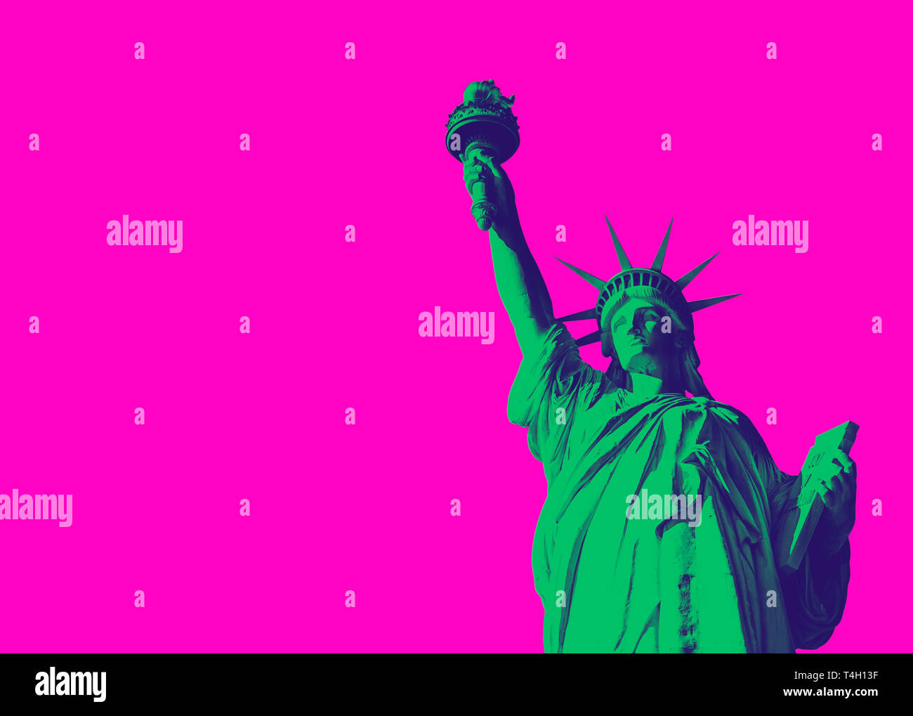 Bottom view of the famous Statue of Liberty, icon of freedom and of the ...