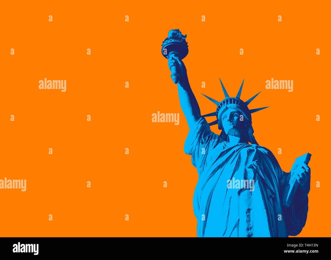 Bottom view of the famous Statue of Liberty, icon of freedom and of the ...