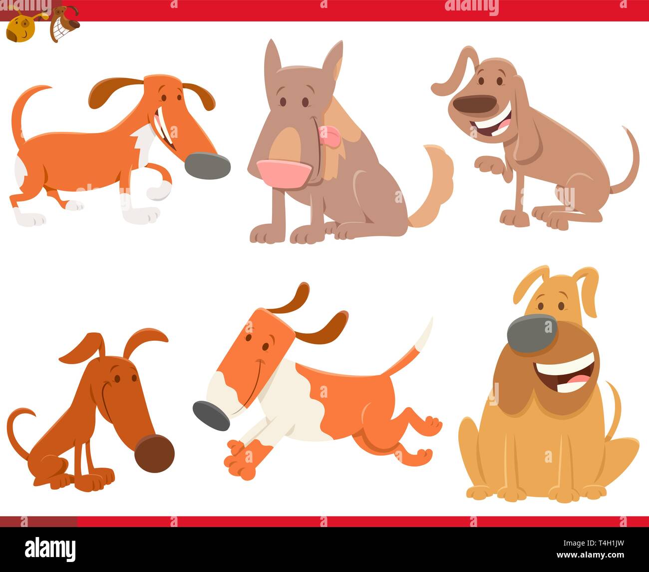 Cartoon Illustration of Cute Dogs or Puppies Pet Animal Characters ...
