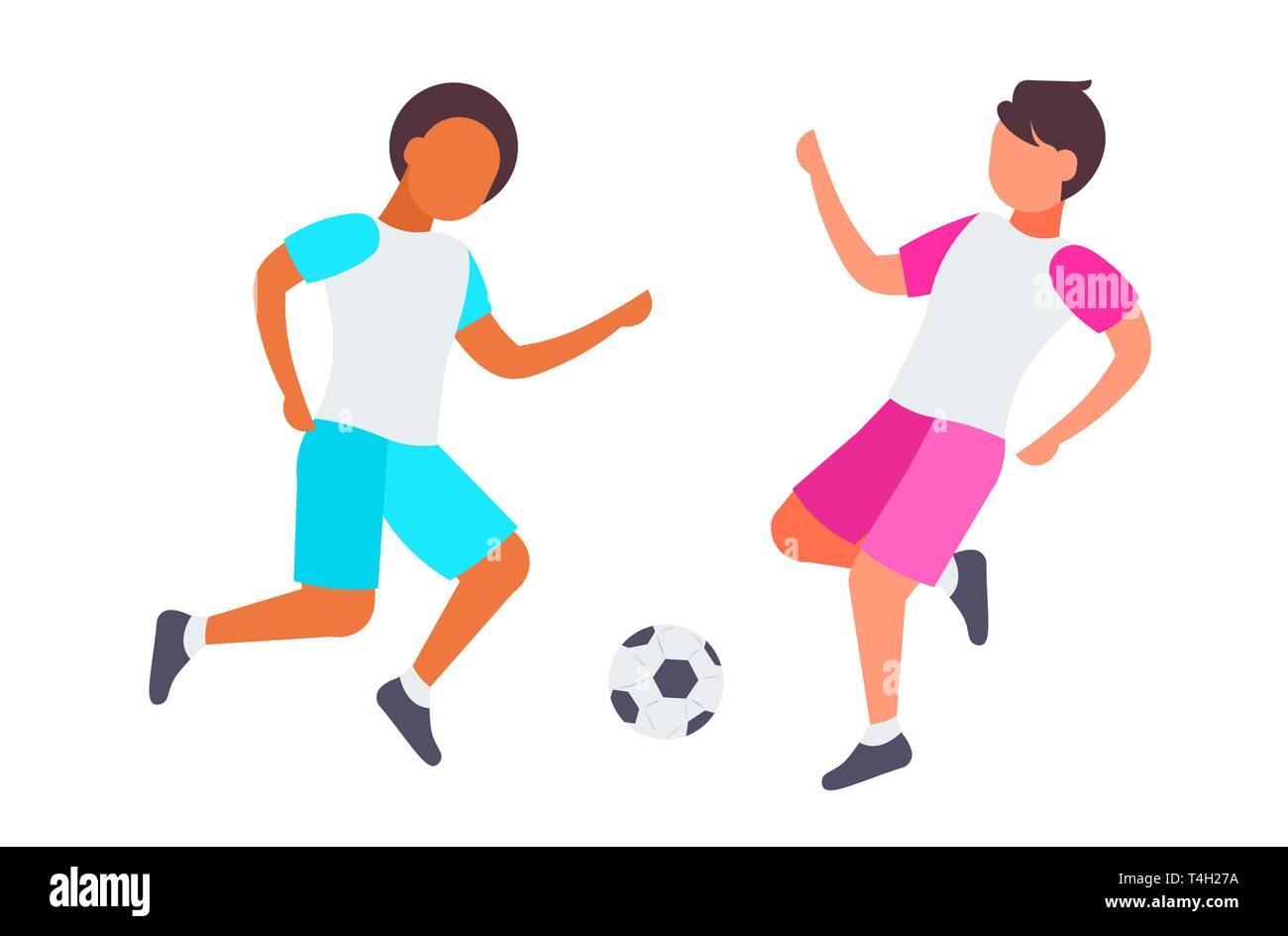 schoolboys playing football couple schoolchildren in sportswear having ...