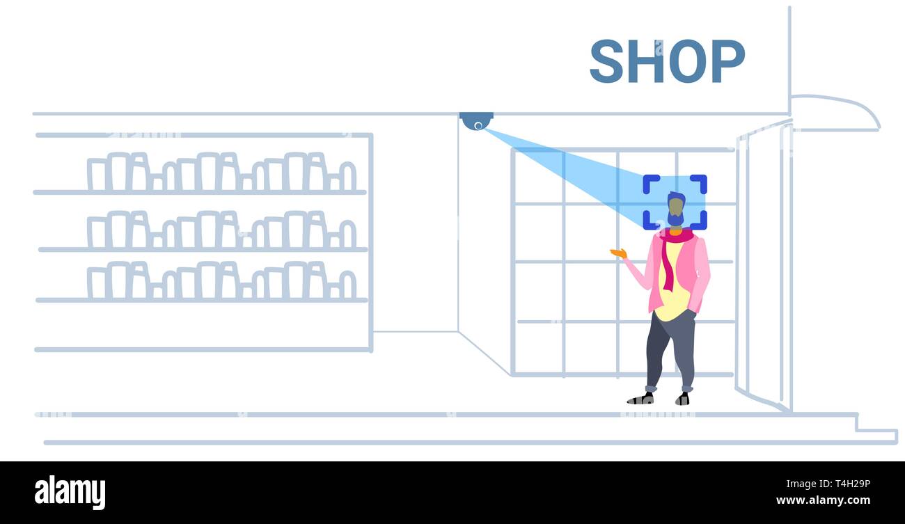 man customer identification facial recognition concept guy choosing ...