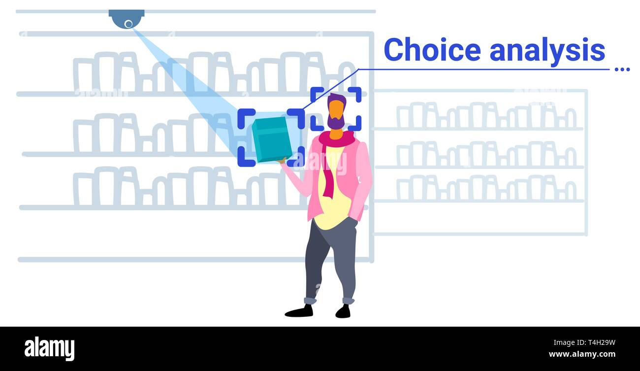 man customer identification facial recognition choice analysis concept ...