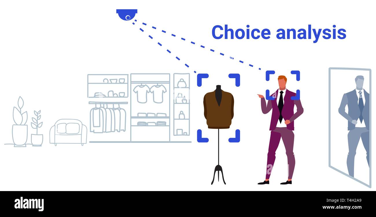 businessman choosing clothes customer identification facial recognition ...