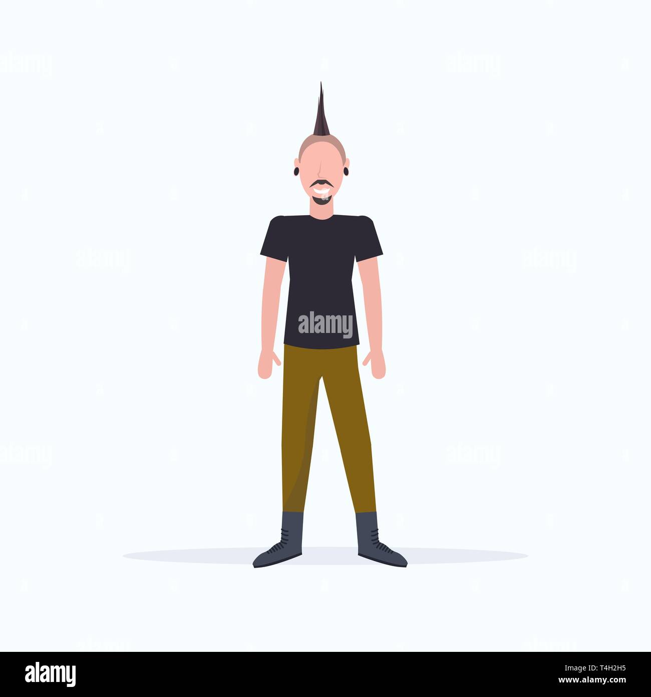 happy man punk with iroquois standing pose smiling guy wearing trendy ...