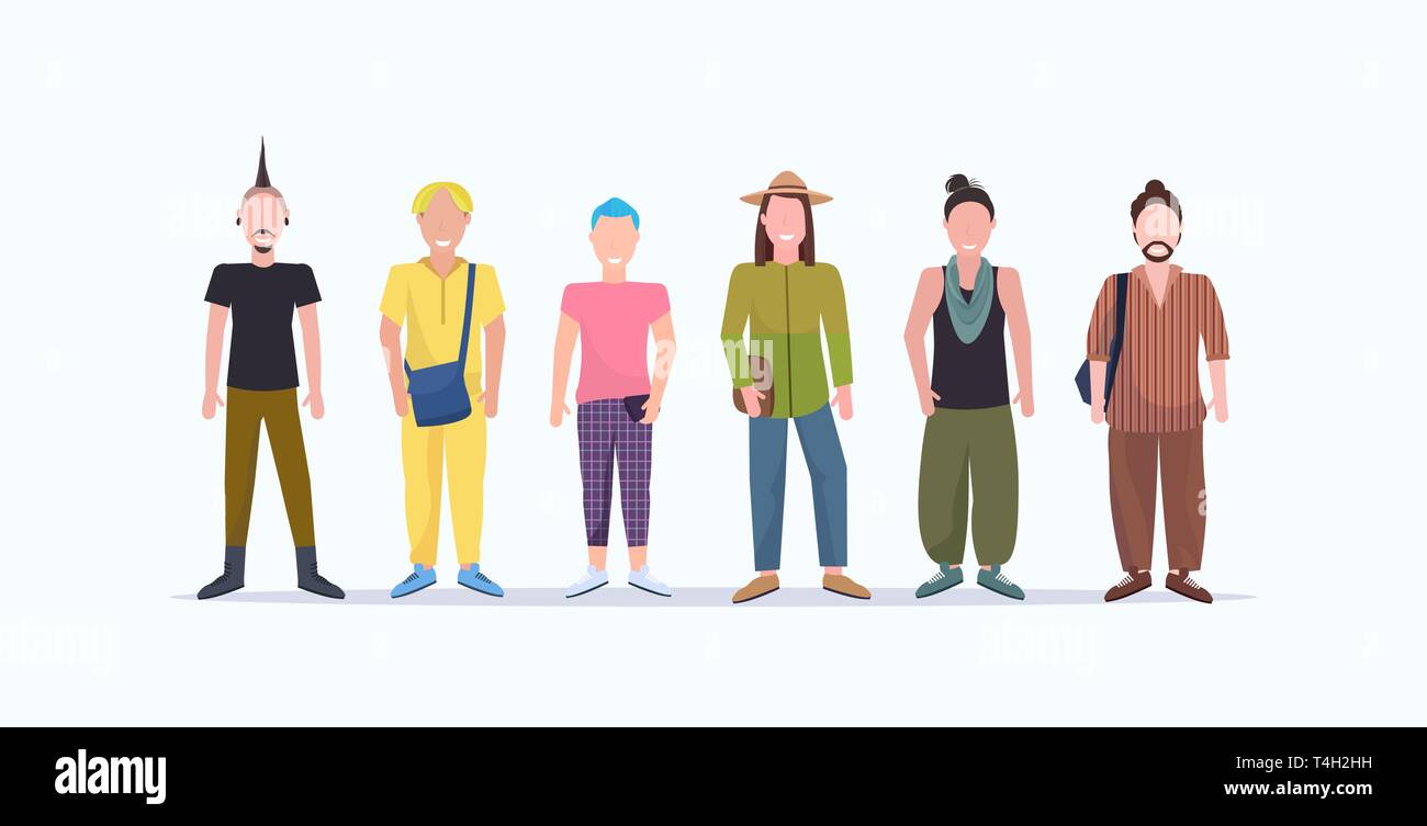 happy casual men standing together smiling guys with different ... happy casual men standing together smiling guys with different ...