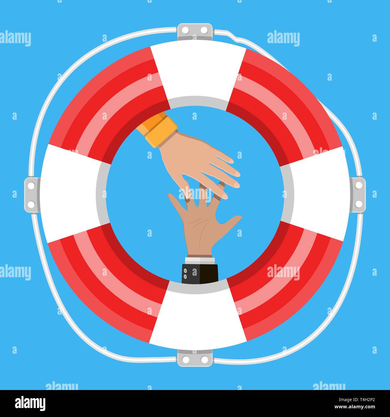 Hand with lifebuoy. Support and assistance concept. Vector illustration ...