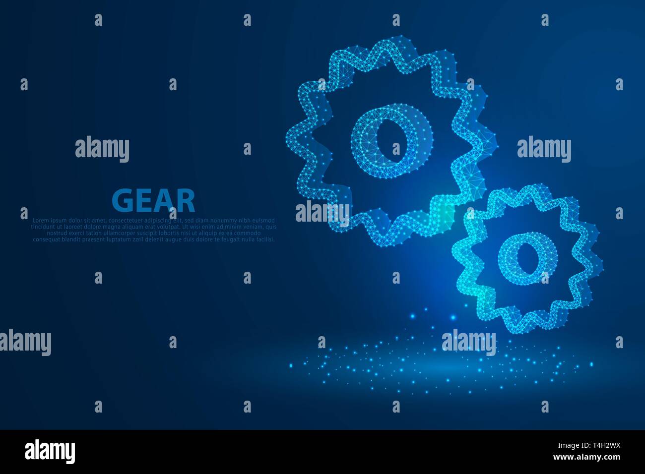 Technology gear icon with blue background, A gearing composed of ...
