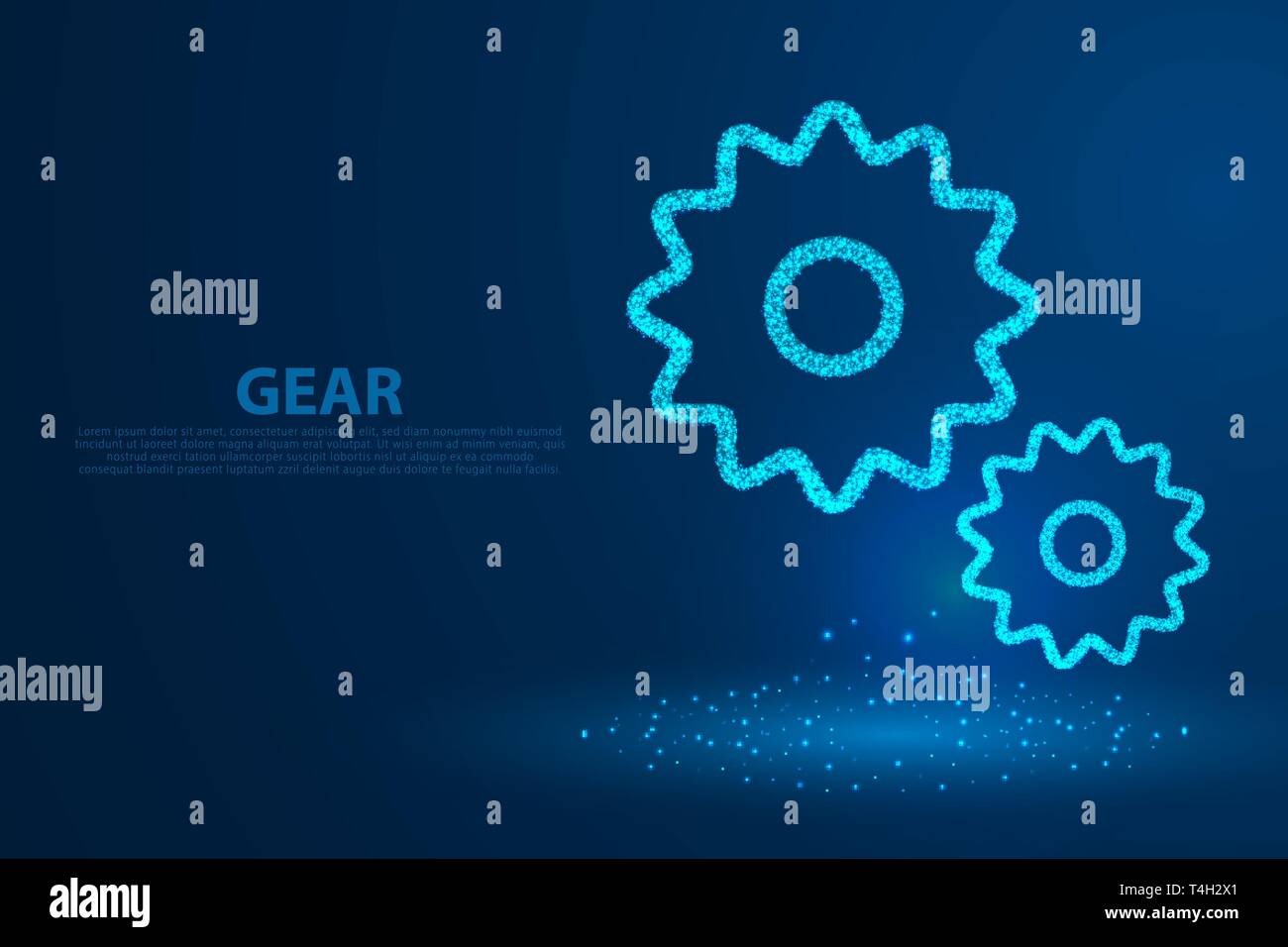 Technology gear icon with blue background, A gearing composed of ...