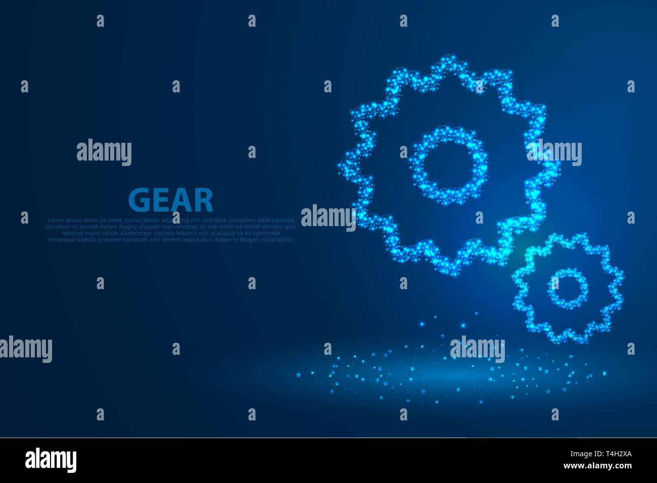 Technology gear icon with blue background, A gearing composed of ...