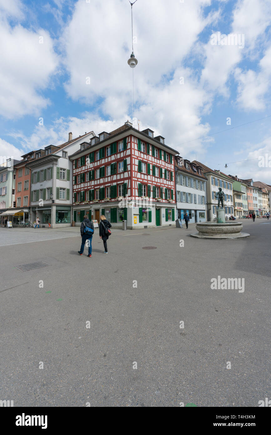 Winterthur, ZH / Switzerland - April 8, 2019: the hustle and bustle in ...