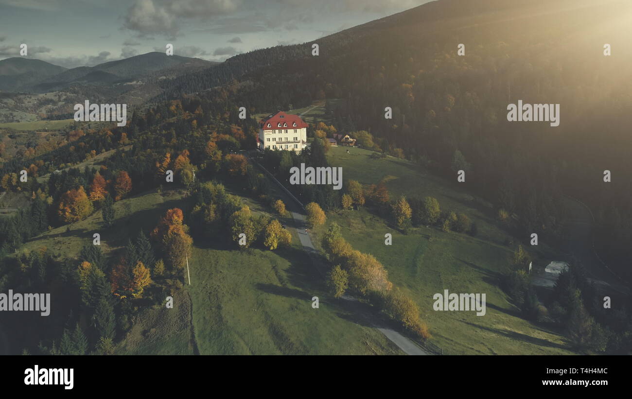 Mountain Village Wild Valley Aerial View. Multicolored Autumn Nature ...