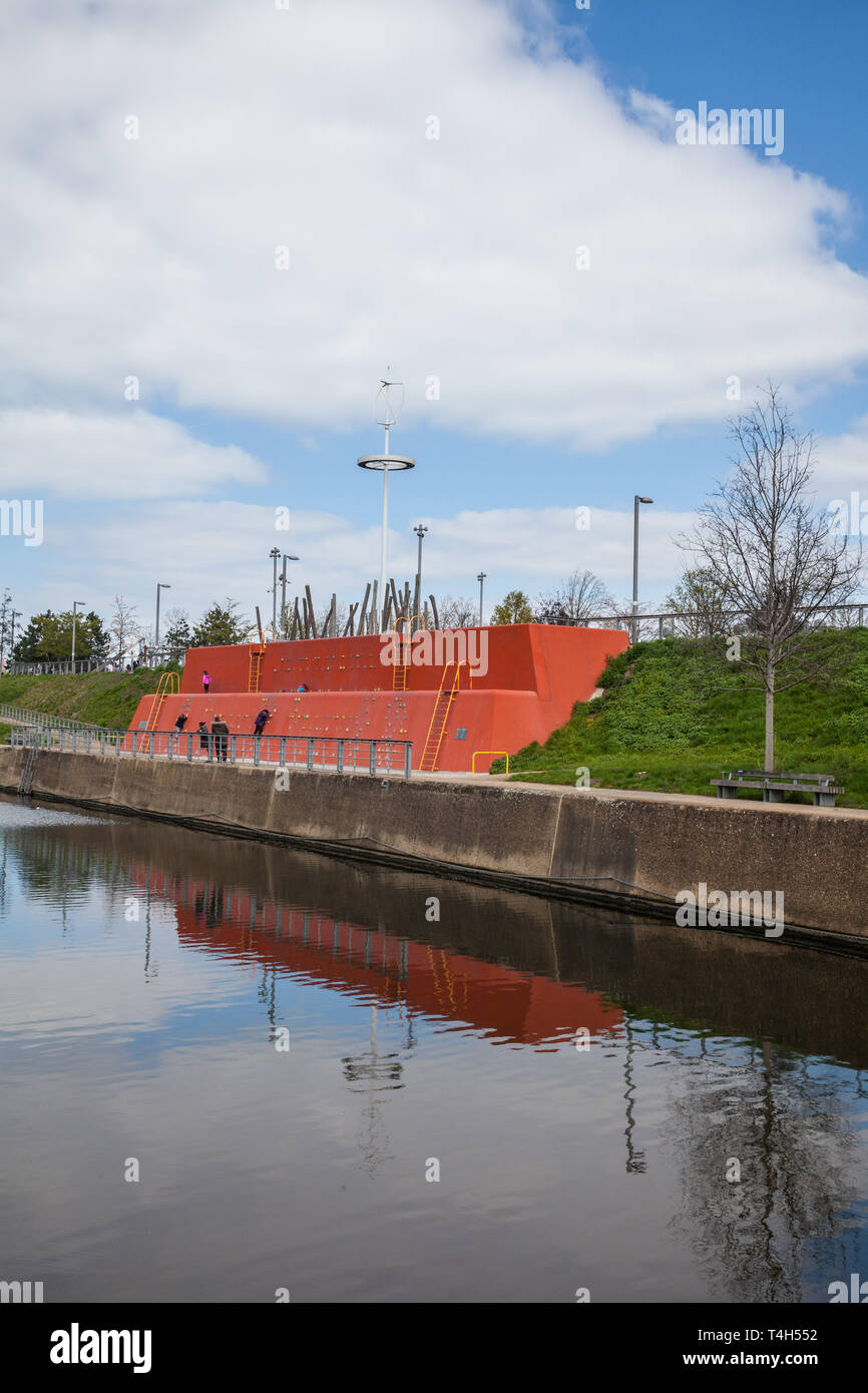 Climbing wall at the queen elizabeth olympic park hi-res stock ...