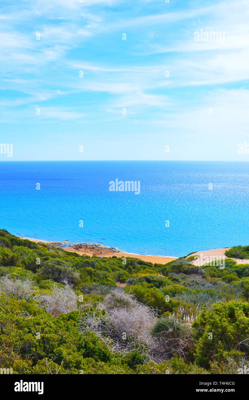 Vertical photo of beautiful sky and sea taken from the hills above the ...