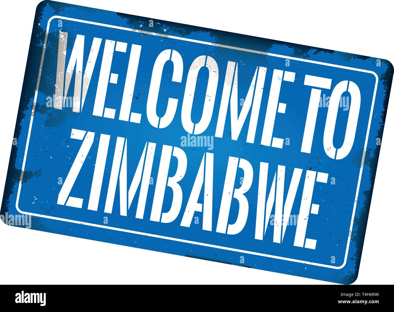 Welcome to zimbabwe vintage rusty metal sign on a white background ...
