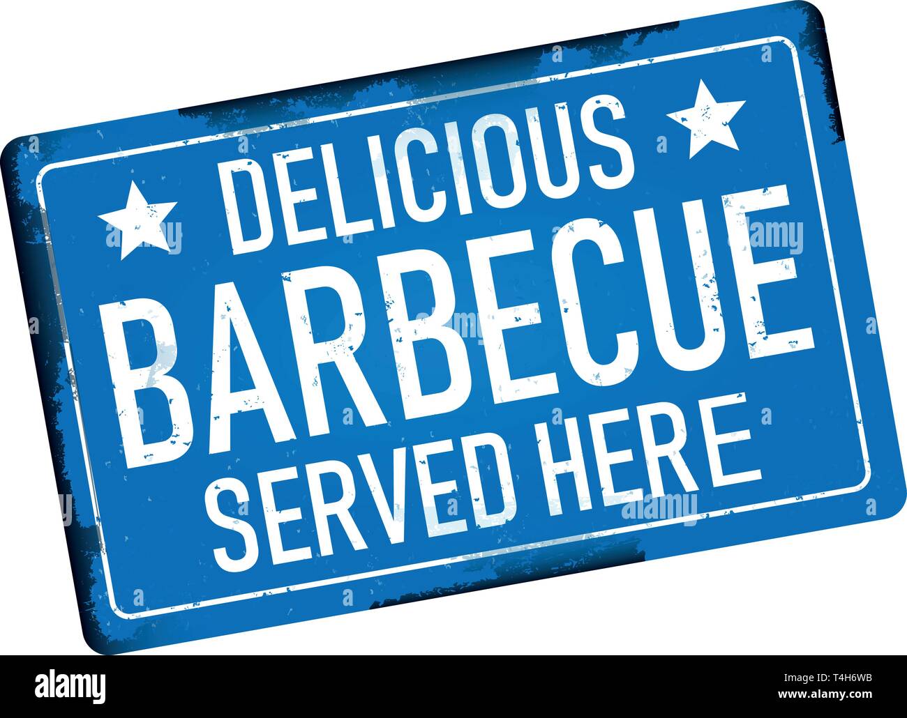 Warning BBQ Barbecue zone vintage rusty metal sign on a white ...