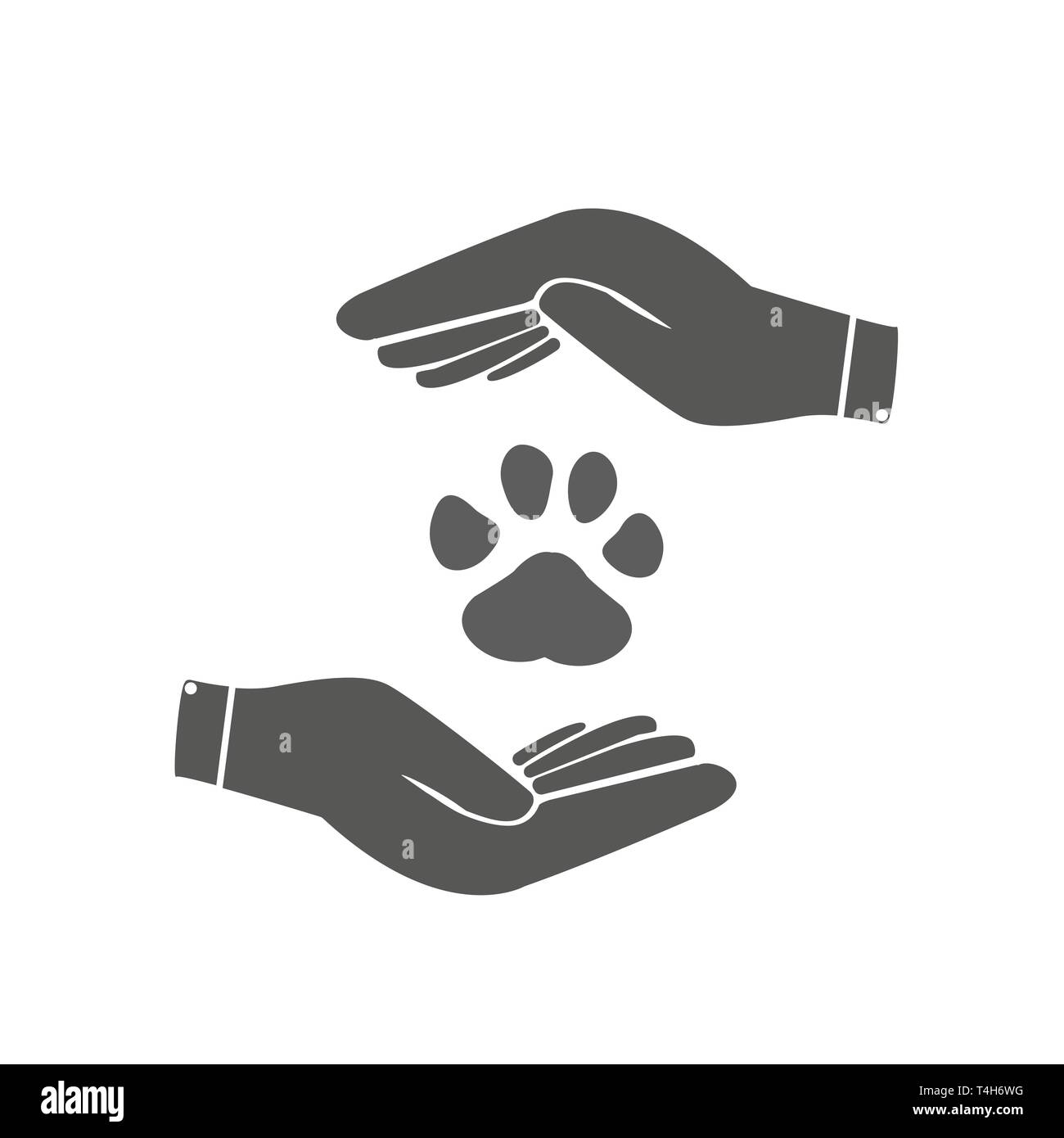 Hands Holds Paw Icon, Dogs Paw Icon Vector Illustration .Eps10 Stock ...