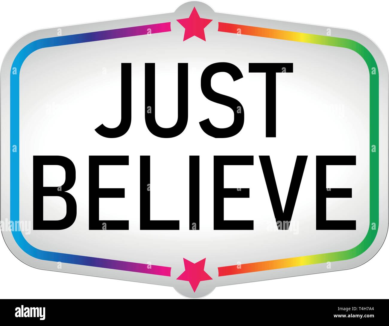 Vector illustration of white paper oval bubble just believe Stock ...