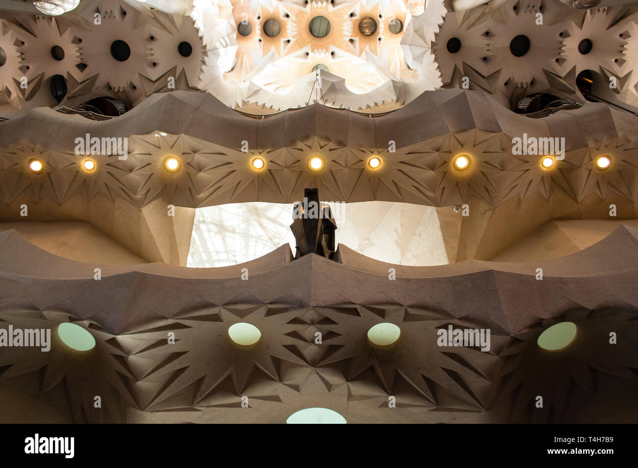 Ceiling of the interior of the expiatory temple of the Sagrada Familia ...