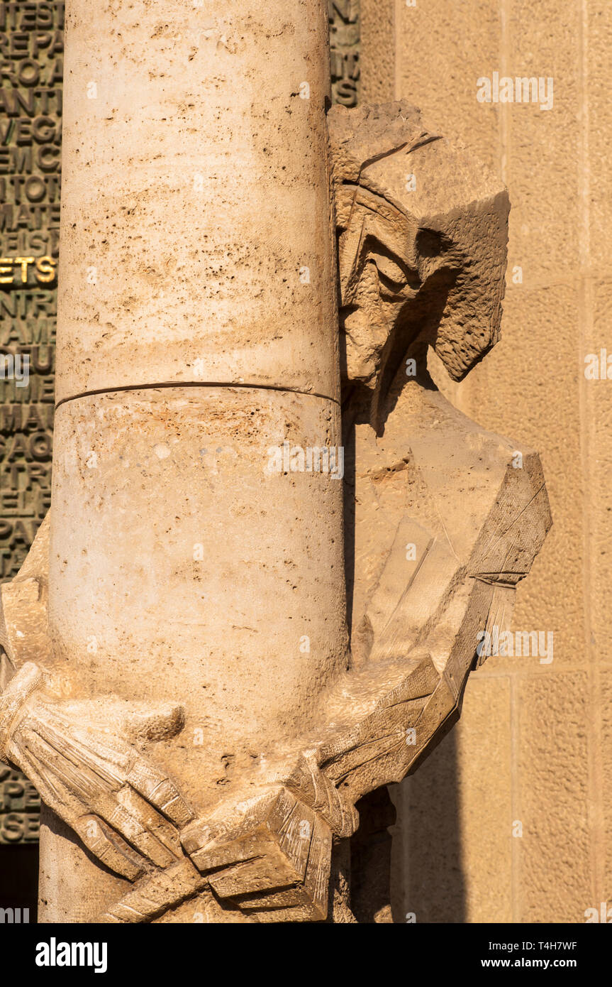 Facade of the Passion of the expiatory temple of the Sagrada Familia ...