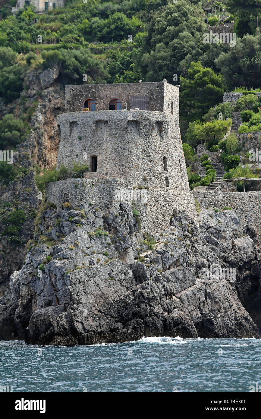 Fortification Tower Coast Defence in Amalfi Coast Italy Stock Photo - Alamy