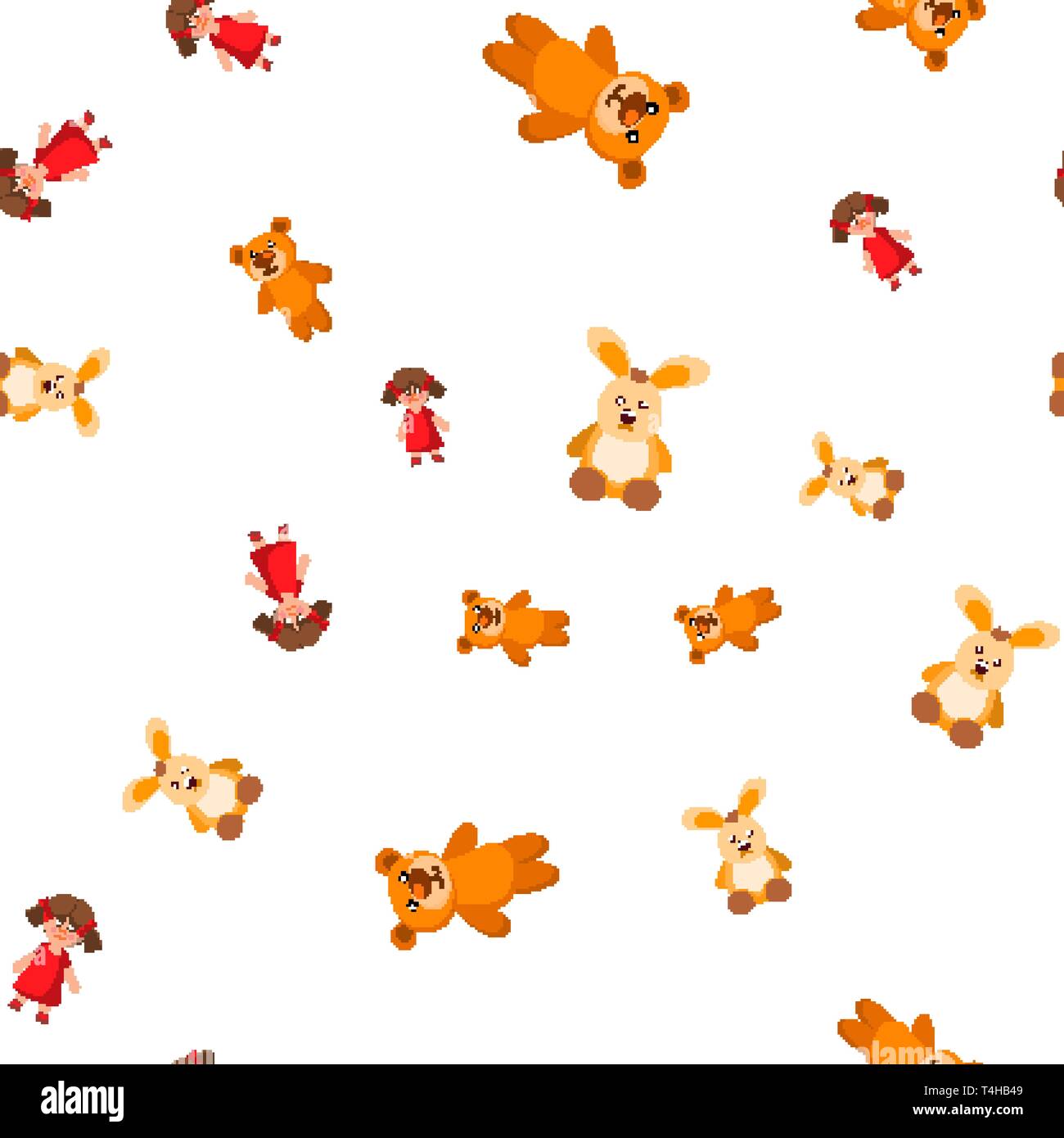 Soft Toys, Dolls Cartoon Vector Seamless Pattern Stock Vector Image ...