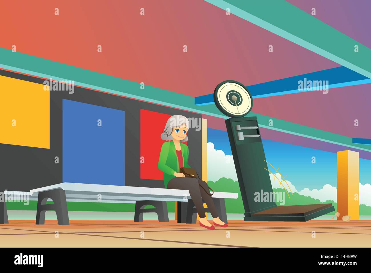 A vector illustration of Weight Scale Falling on a Waiting Passenger ...