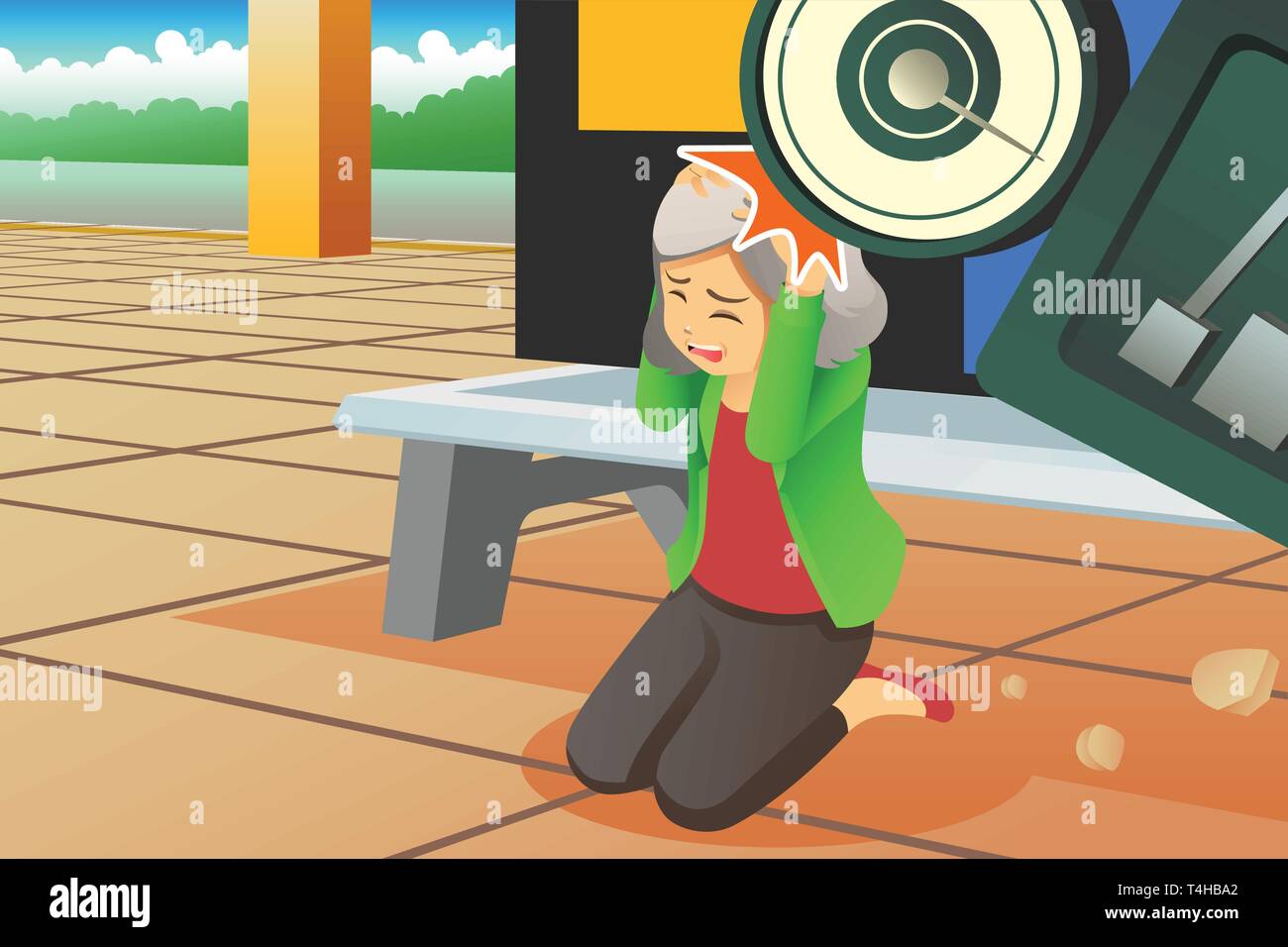 A vector illustration of Weight Scale Falling on a Waiting Passenger ...