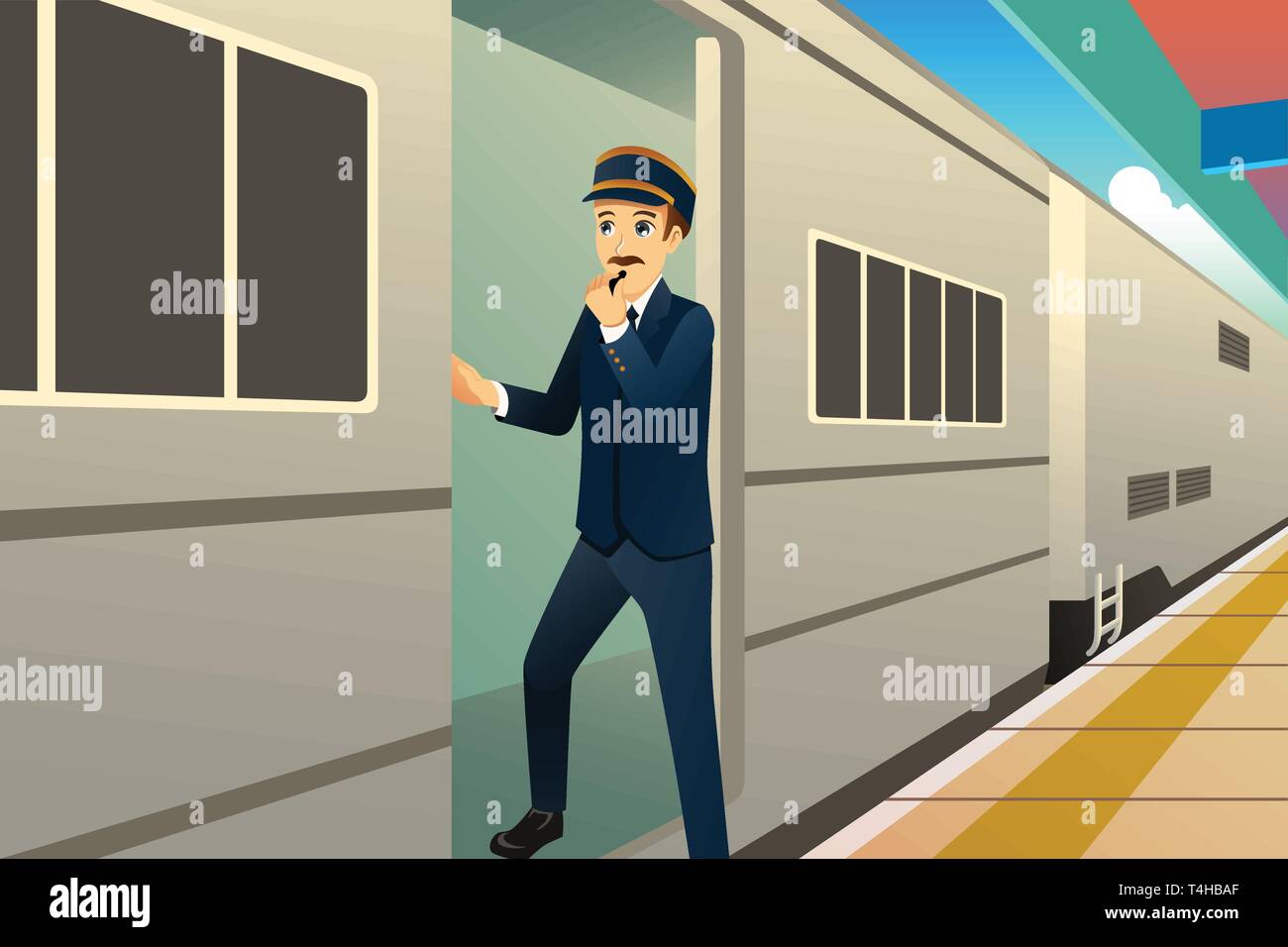A vector illustration of Train Conductor Stock Vector Image & Art - Alamy