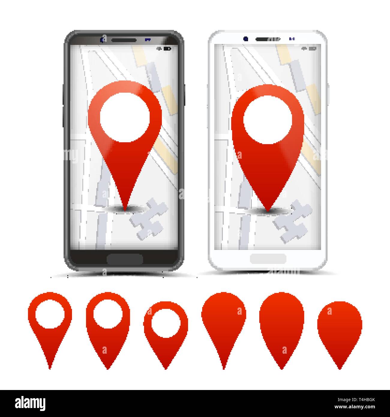 GPS Navigator Red Pointers, Vector Markers Set Stock Vector Image & Art ...