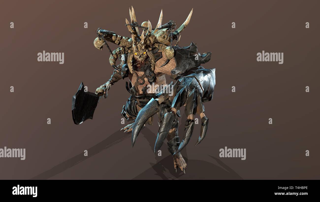 Demon butcher 3d render for chromakey fone Stock Photo - Alamy