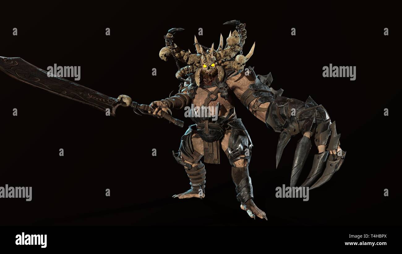 Demon butcher 3d render for chromakey fone Stock Photo - Alamy