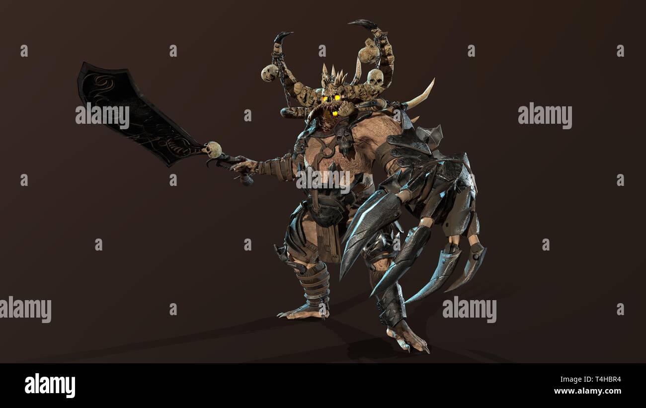 Demon butcher 3d render for chromakey fone Stock Photo - Alamy