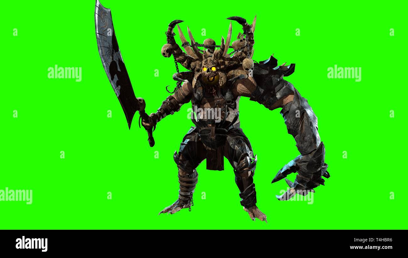 Demon butcher 3d render for chromakey fone Stock Photo - Alamy