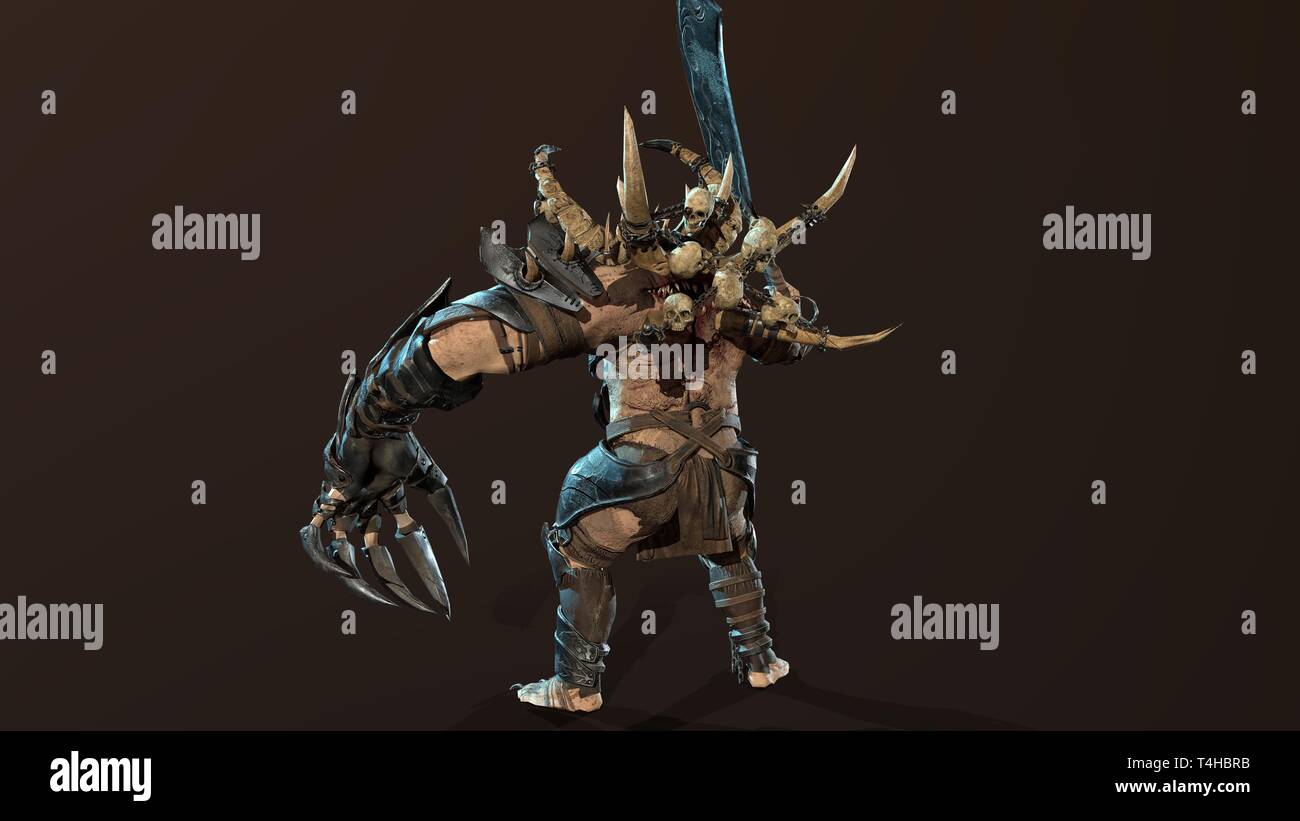 Demon butcher 3d render for chromakey fone Stock Photo - Alamy