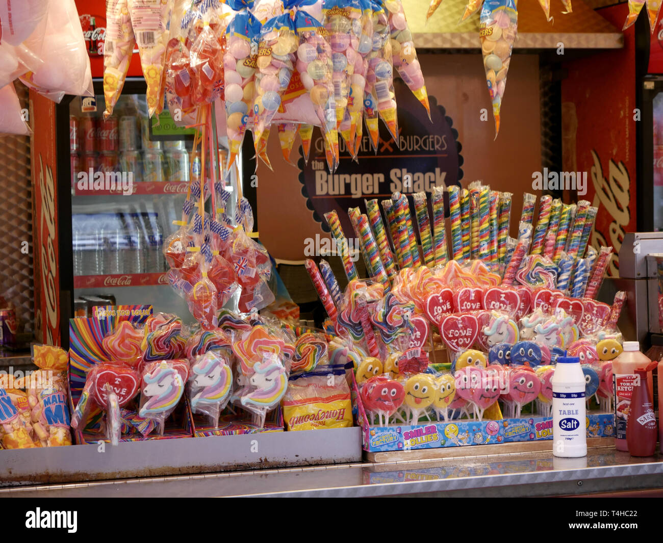 Stall at the funfair selling all sorts of sweet treats Stock Photo - Alamy