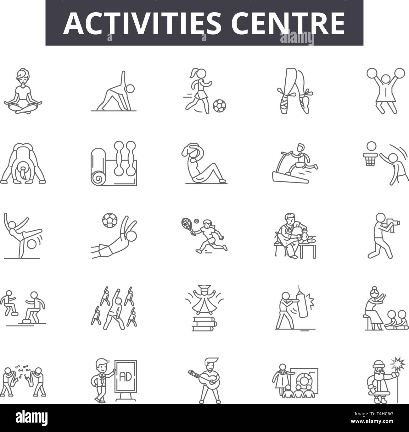 Activities centre line icons, signs set, vector. Activities centre ...