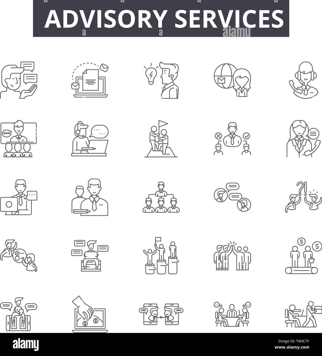 Advisory services line icons, signs set, vector. Advisory services ...